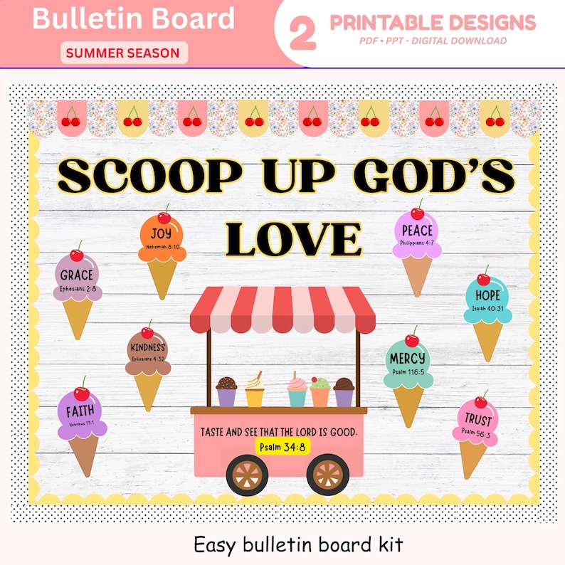 Summer Bulletin Board Kit Christian Classroom Decor Printable and ...