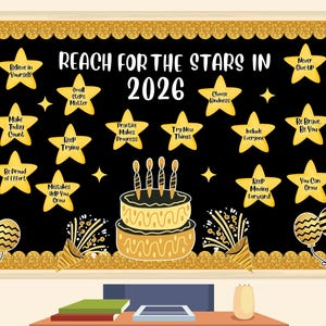 New Year Bulletin Board Kit Year to Shine Star Classroom Decorations ...
