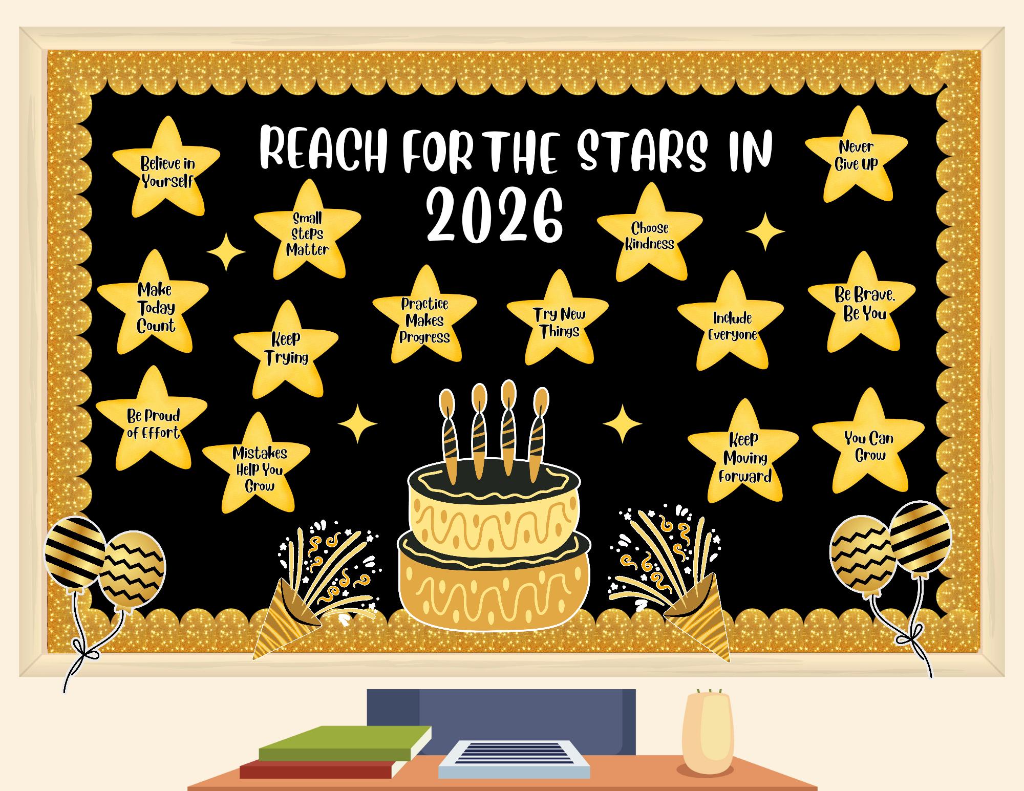 New Year Bulletin Board Kit Year to Shine Star Classroom Decorations ...
