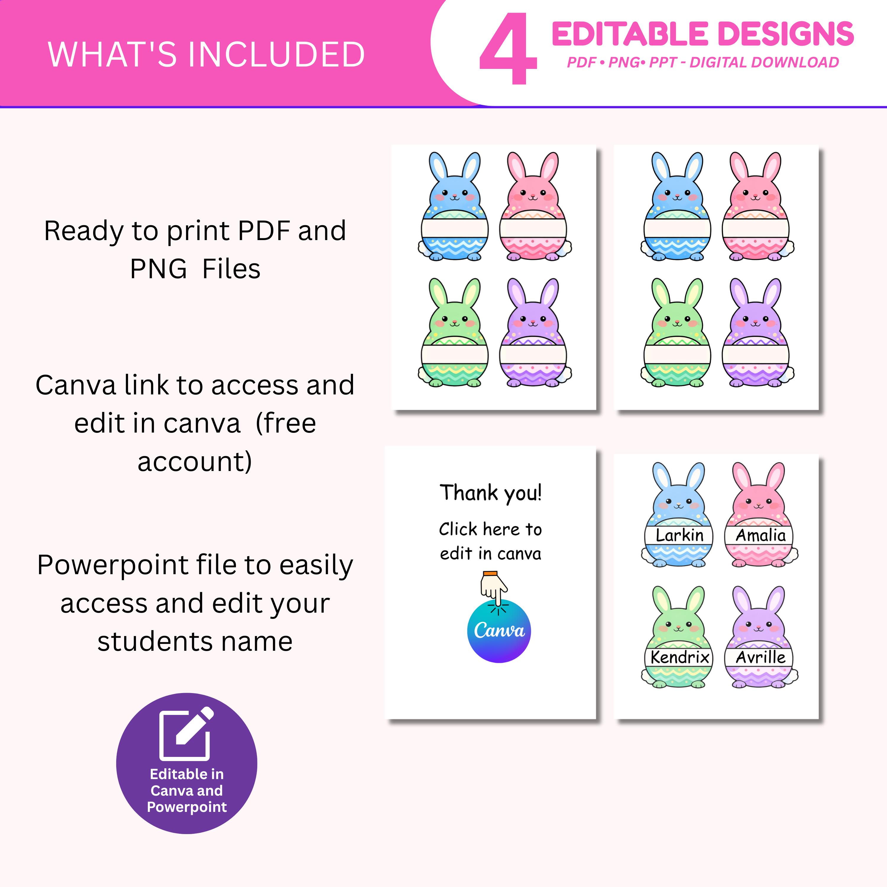 Editable Bunny Cubby Name Tags: Spring Easter Classroom Labels (digital ...