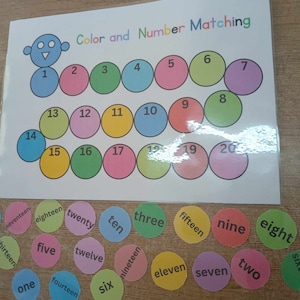Number Matching Printable, Math Activity, Busy Book, Toddler Worksheets ...