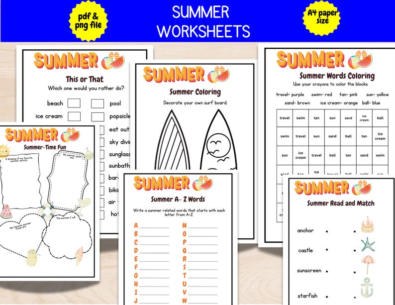 Printable Summer Worksheet for Preschool Summer Work Sheets for ...