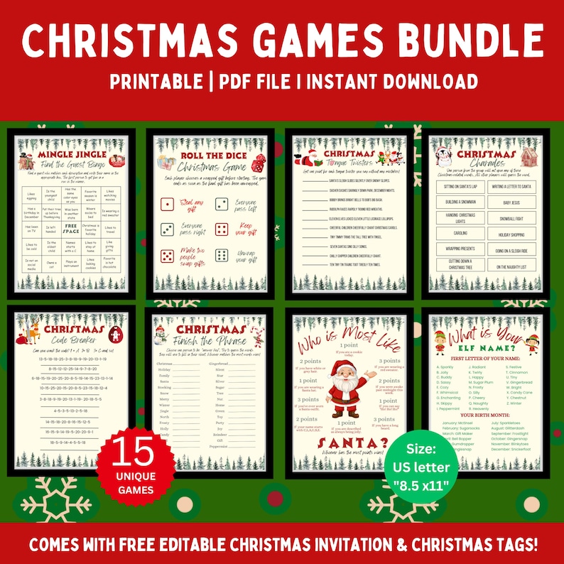 Printable Christmas Games Bundle | Family Holiday Party (PDF) - Etsy