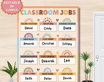 Boho Classroom Jobs Display | Editable Powerpoint and Canva | Ready-to ...