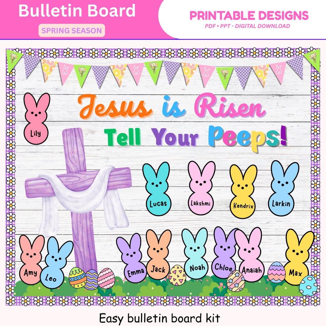 Jesus is Risen Easter Bulletin Board Kit: Personalized Peeps, Classroom ...