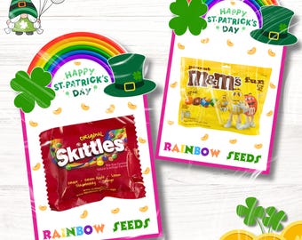 St Patrick's Day Gift Tag, Skittles Rainbow Seeds, Classroom Saint ...