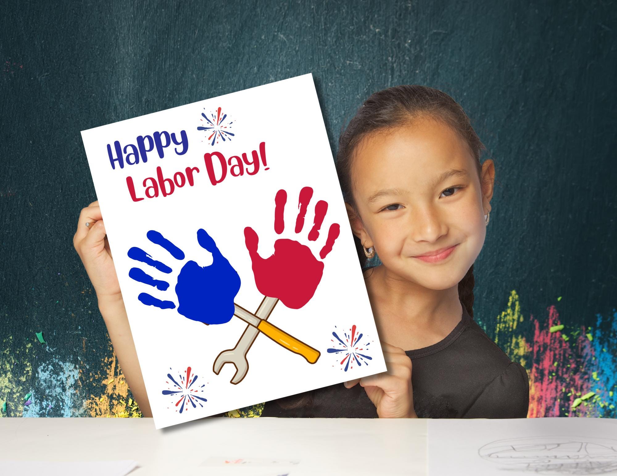 Labor Day Handprint Craft, Printable Labor Day Card, Patriotic ...
