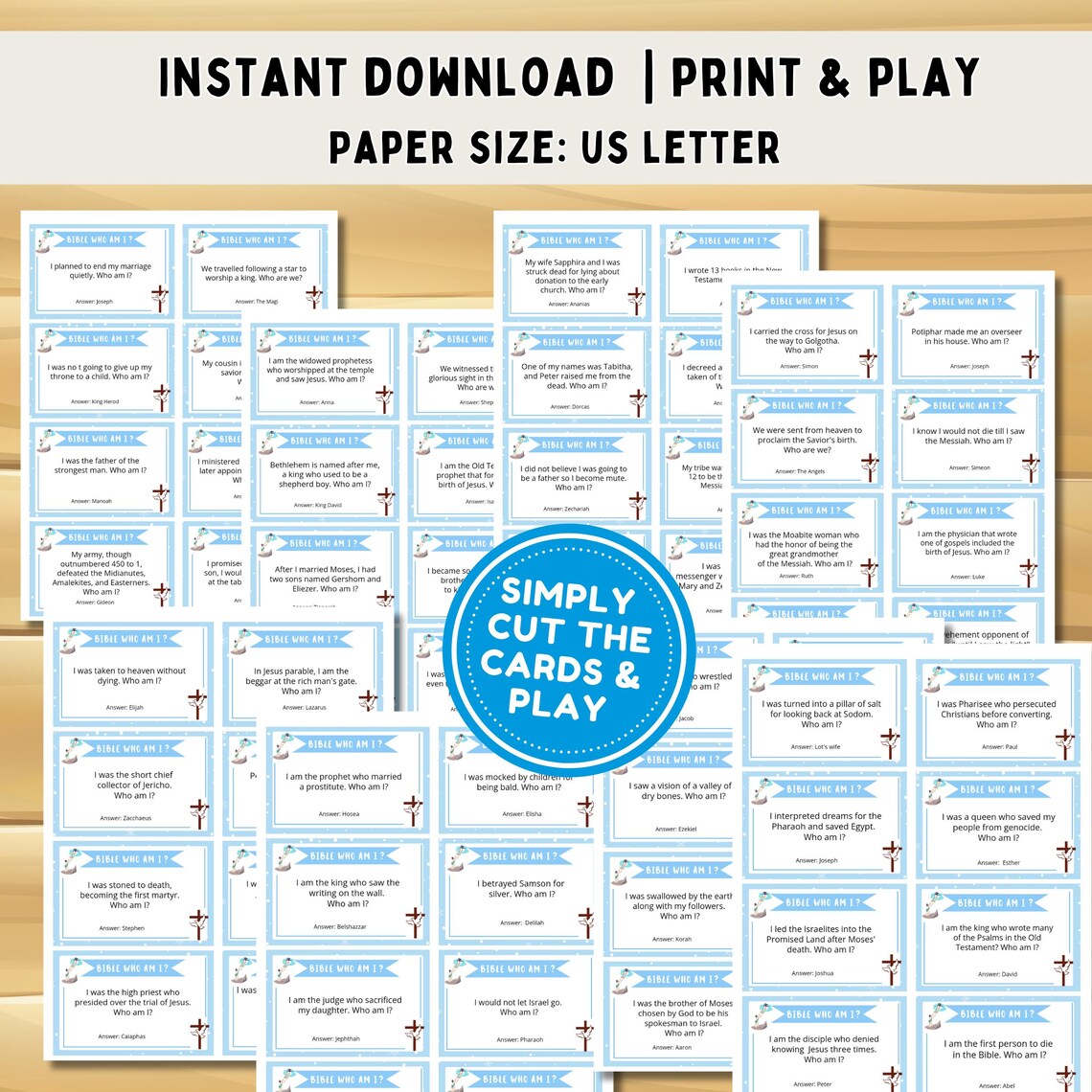 Bible Who Am I Trivia Cards, Printable Christian Party Game for Kids ...