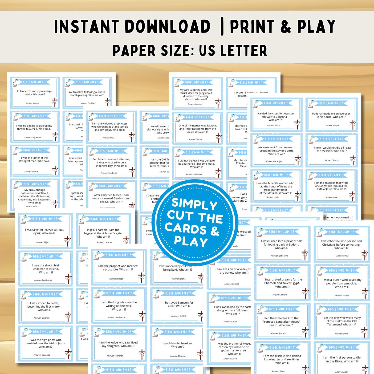 Bible Who Am I Trivia Cards, Printable Christian Party Game for Kids ...