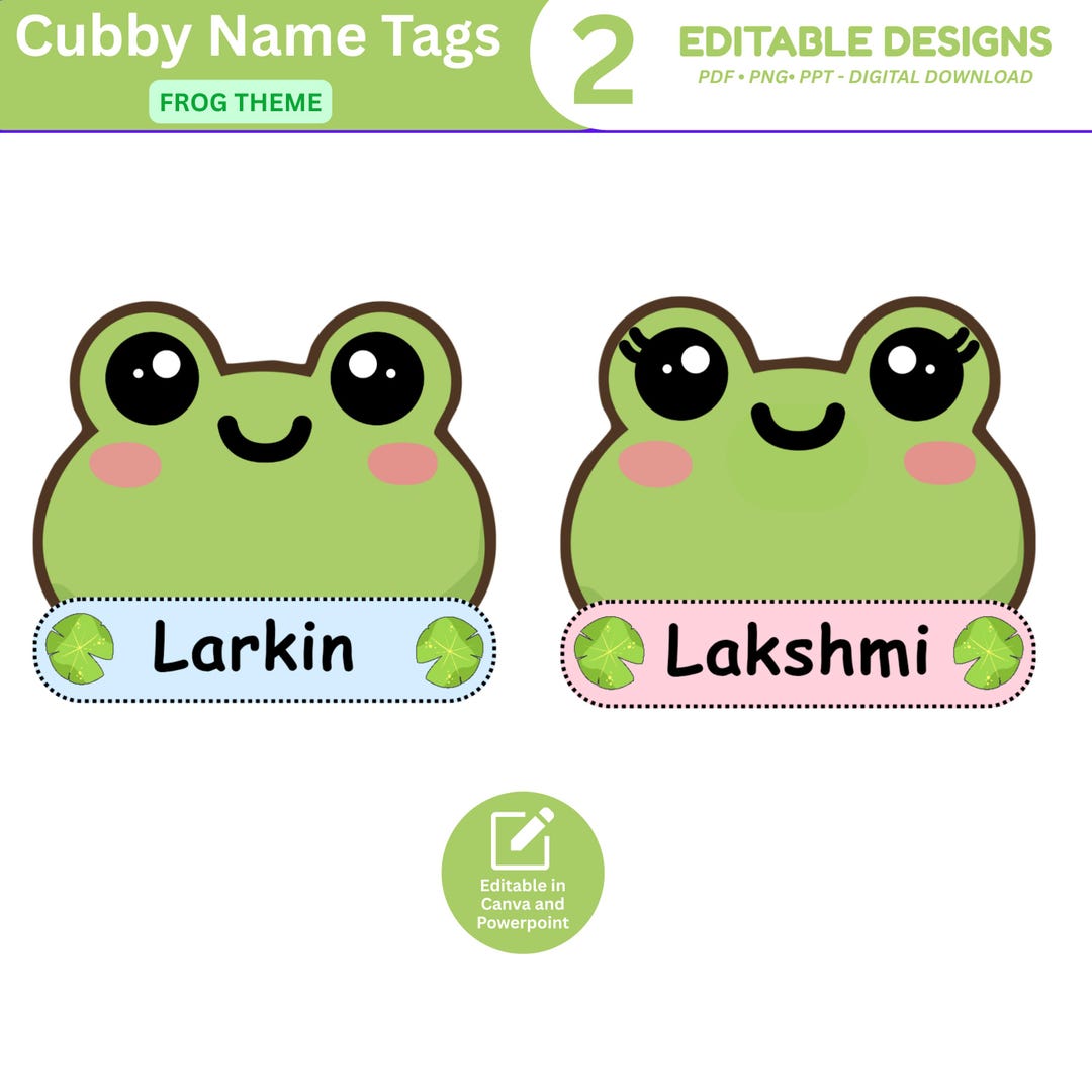 Editable Frog Cubby Name Tags: Classroom Labels (digital Download) - Etsy