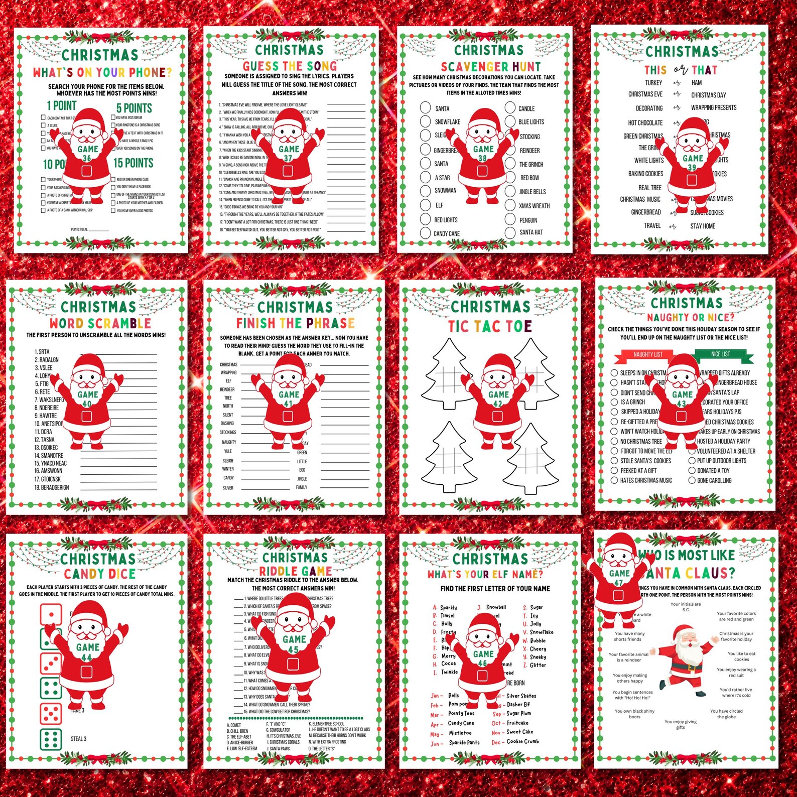 50 Christmas Games Bundle | Printable Holiday Party Games (PDF) - Etsy
