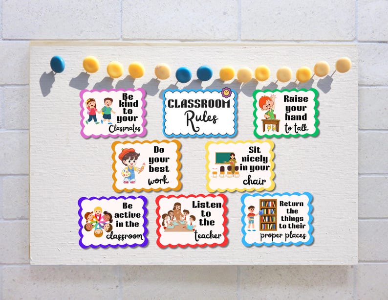 Classroom Rules Poster Set | Playful Decor (PDF & PNG) - Etsy