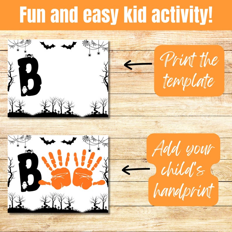 Halloween Handprint Art Bundle, Printable Handprint Crafts, Ghost ...