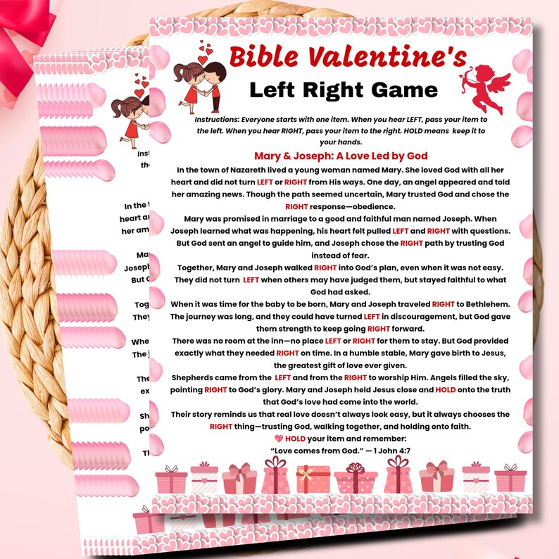 Valentine's Bible Game | Left Right Pass the Prize (digital Download ...