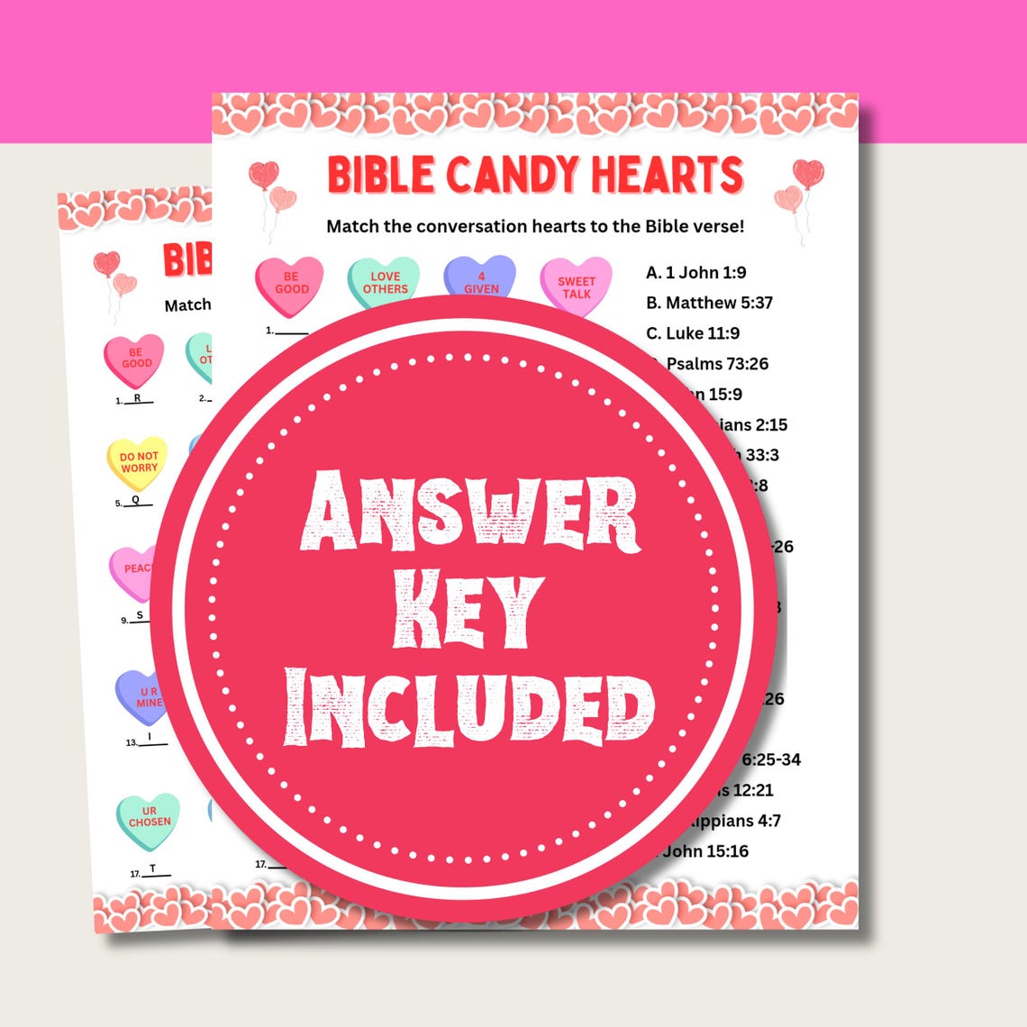 Bible Verse Conversation Hearts Game, Church Valentine (printable ...