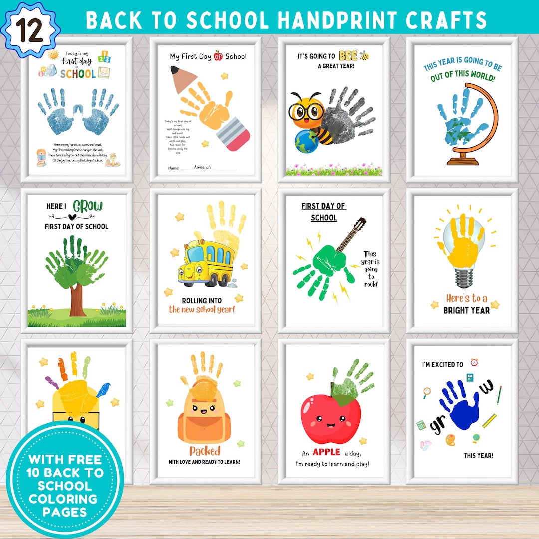 Back to School Handprint, First Day of School Craft Bundle, First Day ...