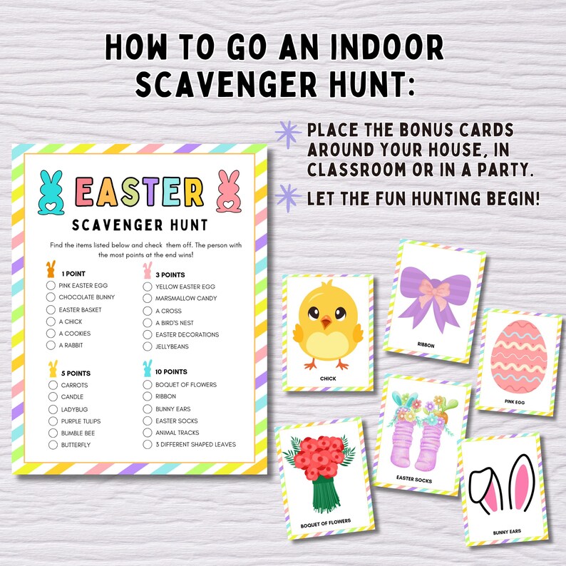 Printable Easter Scavenger Hunt Game, Kids Spring Treasure Hunt ...