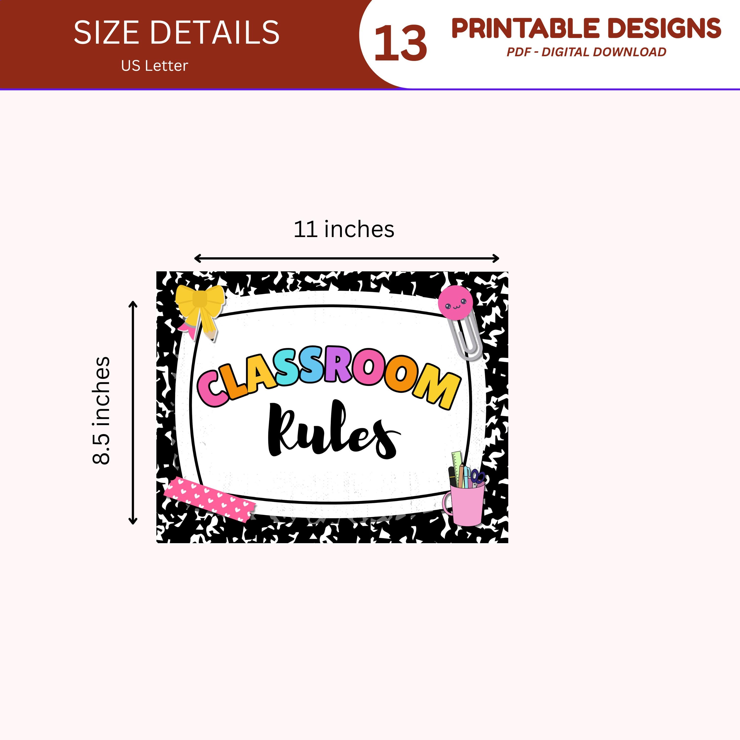 Classroom Rules Posters | Pre-k, Daycare Behavior Charts (PDF Download ...