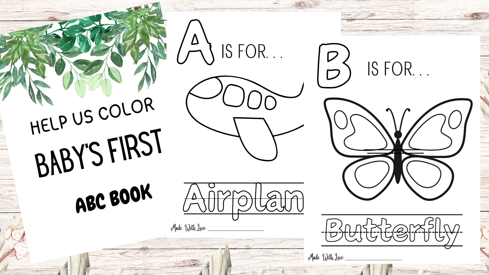ABC Baby Shower Coloring Book, Baby's First ABC Book, Alphabet Book ...