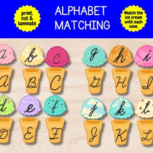 Cursive Alphabet Matching Game, Upper and Lowercase Letters (digital ...