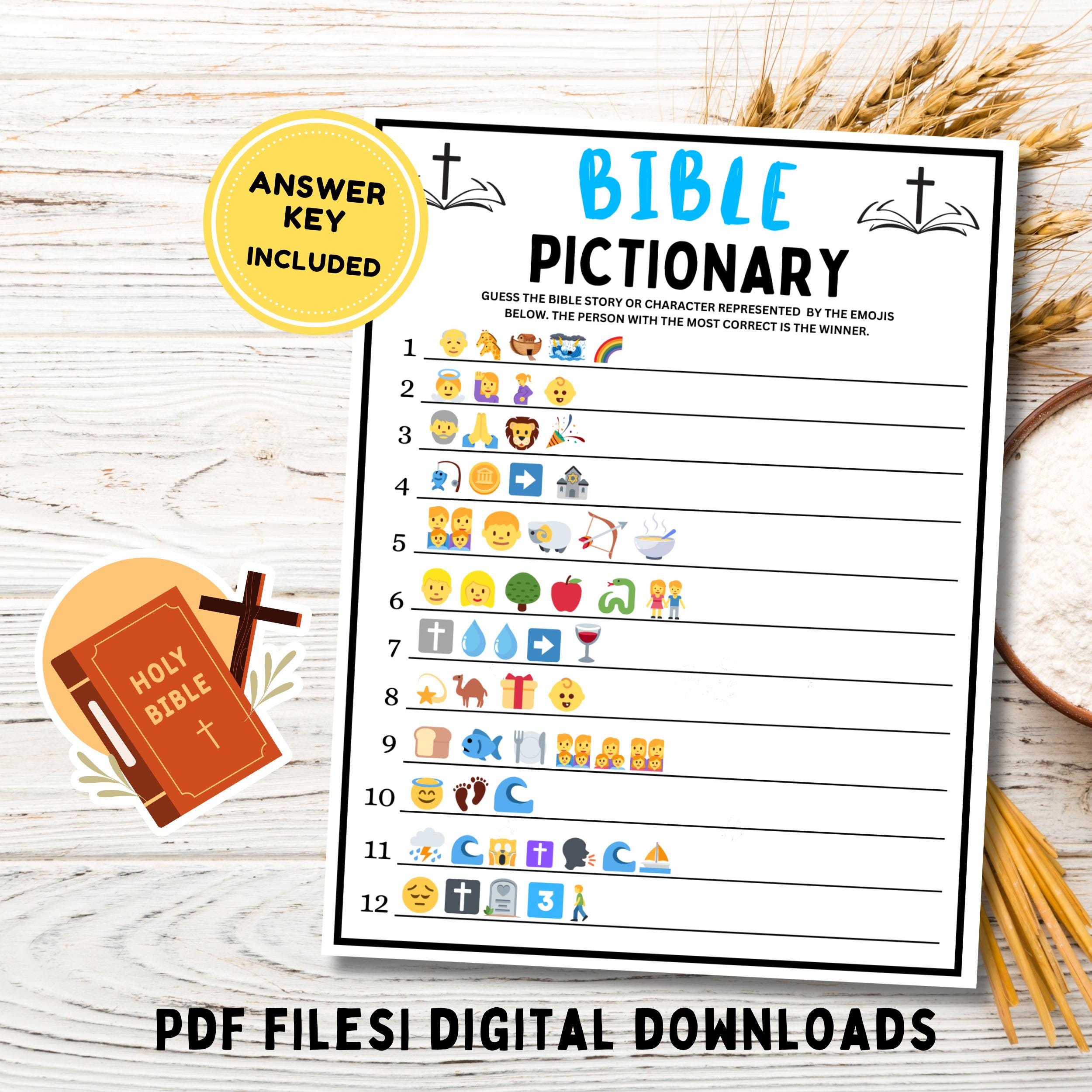 Bible Emoji Pictionary Game, Fun Bible Study Activity for Kids, Teens ...
