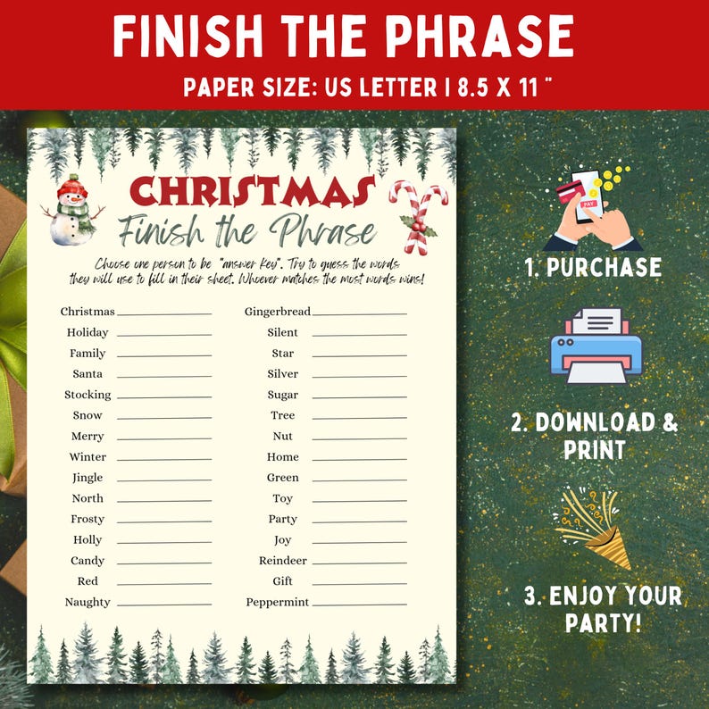 Finish the Phrase Game | Office Christmas Party Game | Christmas Family ...