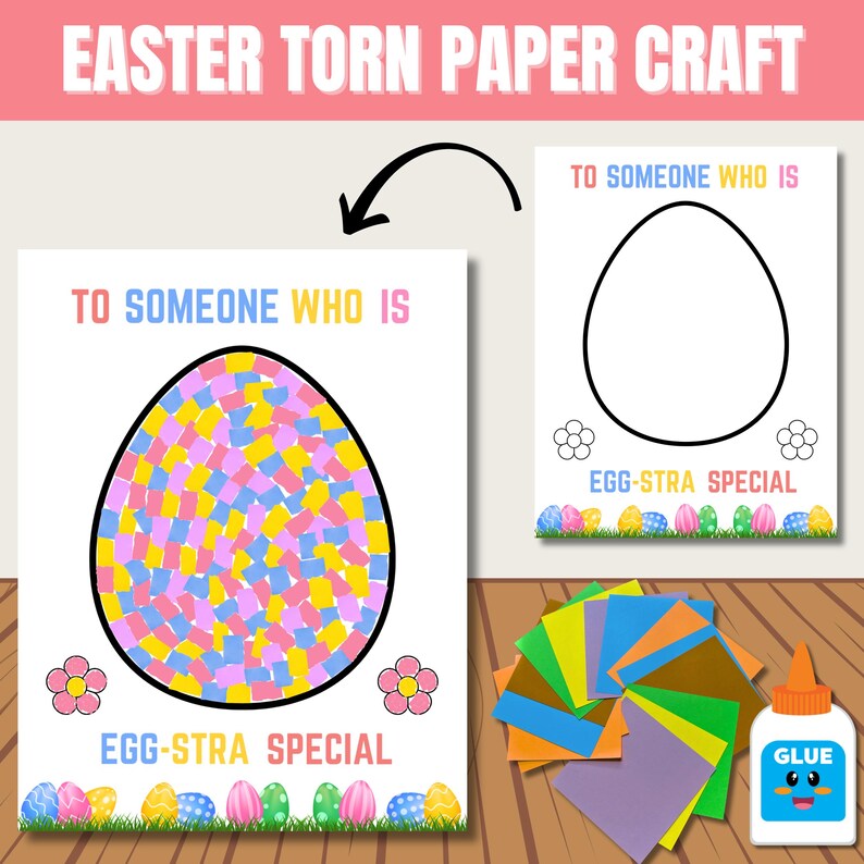 Easter Bunny Torn Paper Craft, Kids DIY Art Activity (printable PDF ...
