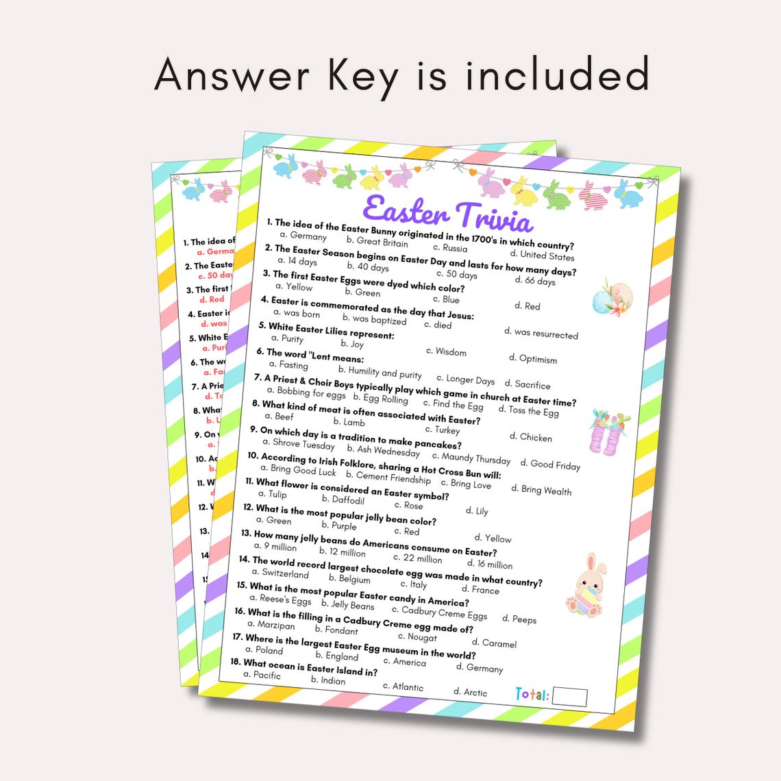 Printable Easter Trivia Game, Family Party (instant Download) - Etsy