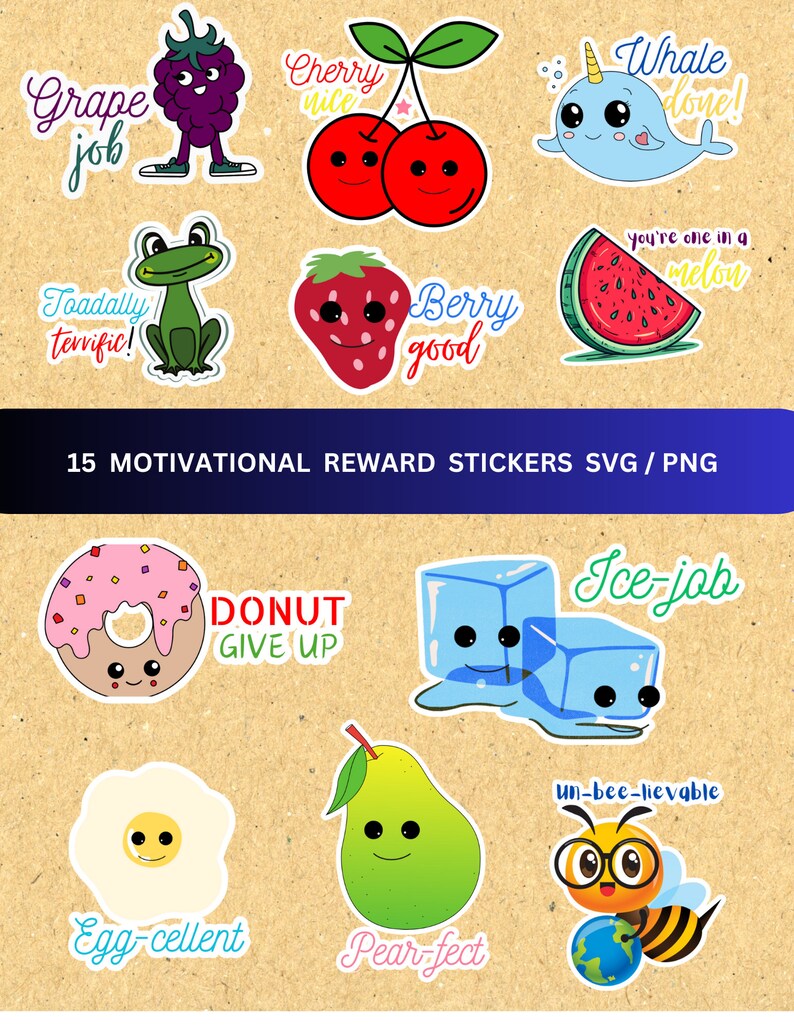 Motivational Reward Stickers, Teacher Stickers (PNG, SVG Digital ...