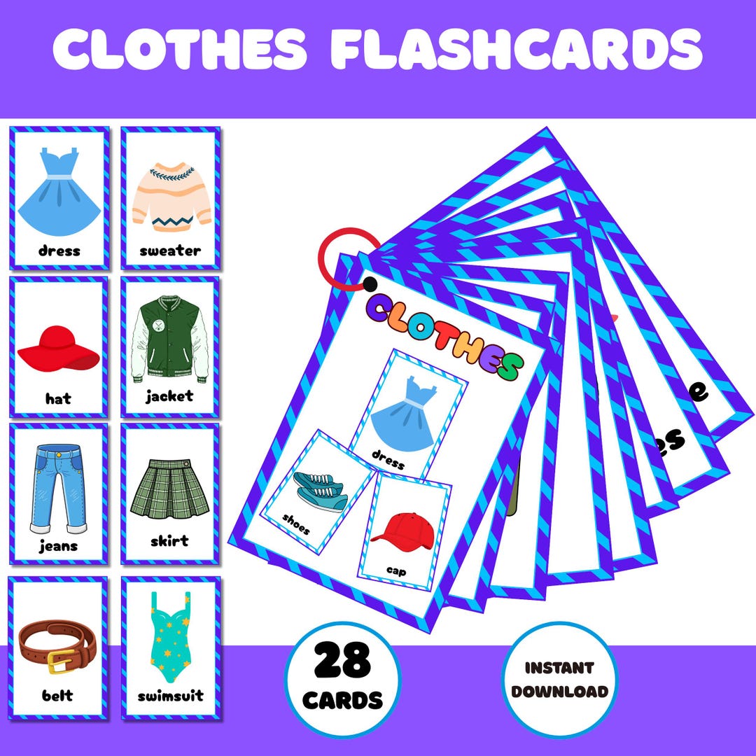 Clothing Items Flashcards | Montessori Flashcards | Homeschool ...