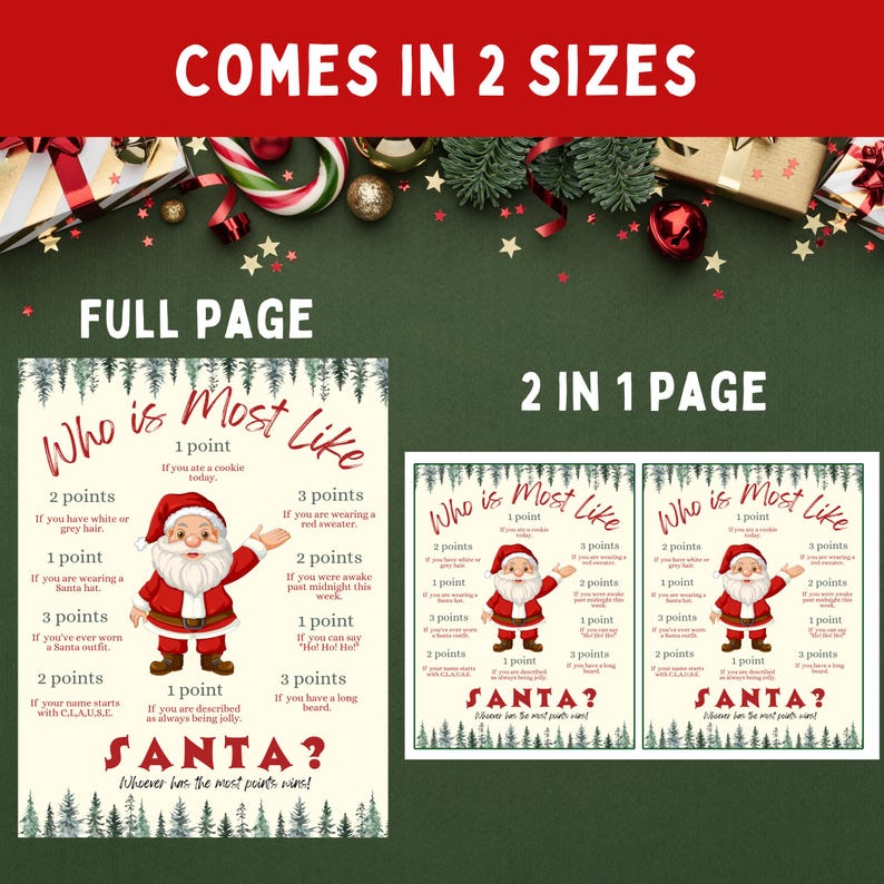 Who is Most Like Santa Game | Christmas Party (PDF Pattern) - Etsy