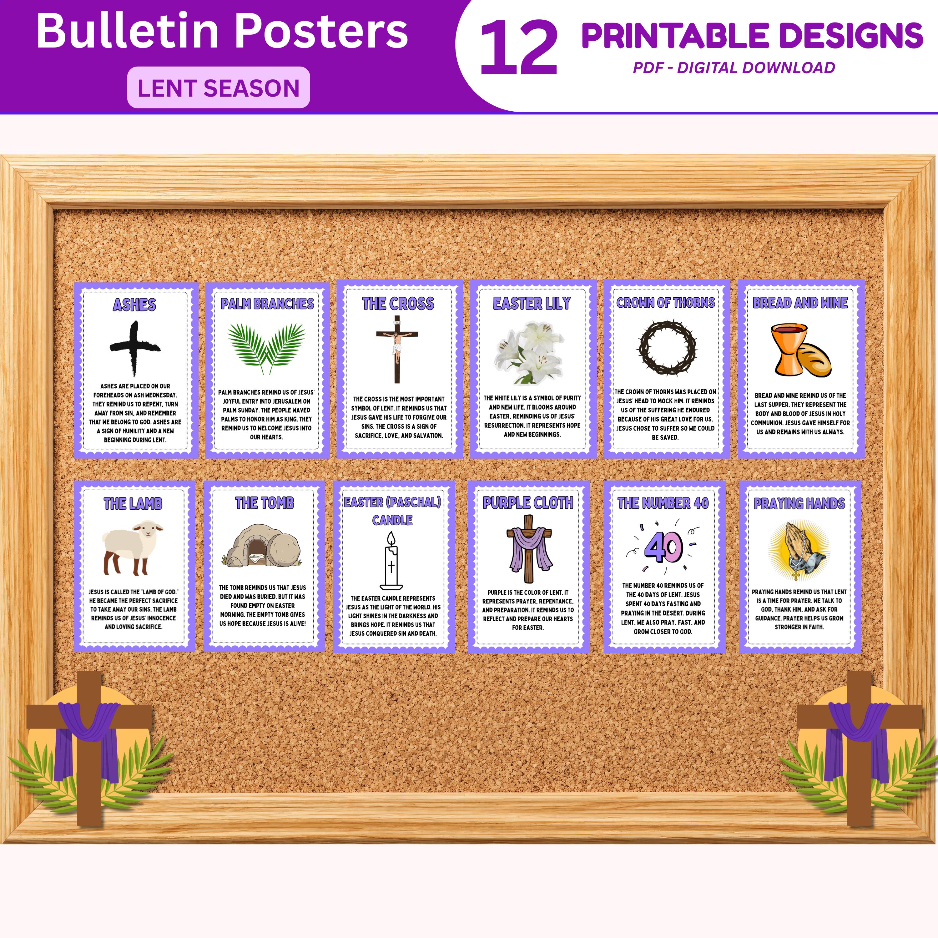 Lent Symbols Bulletin Board Posters (12 Printable Designs) - Etsy Canada