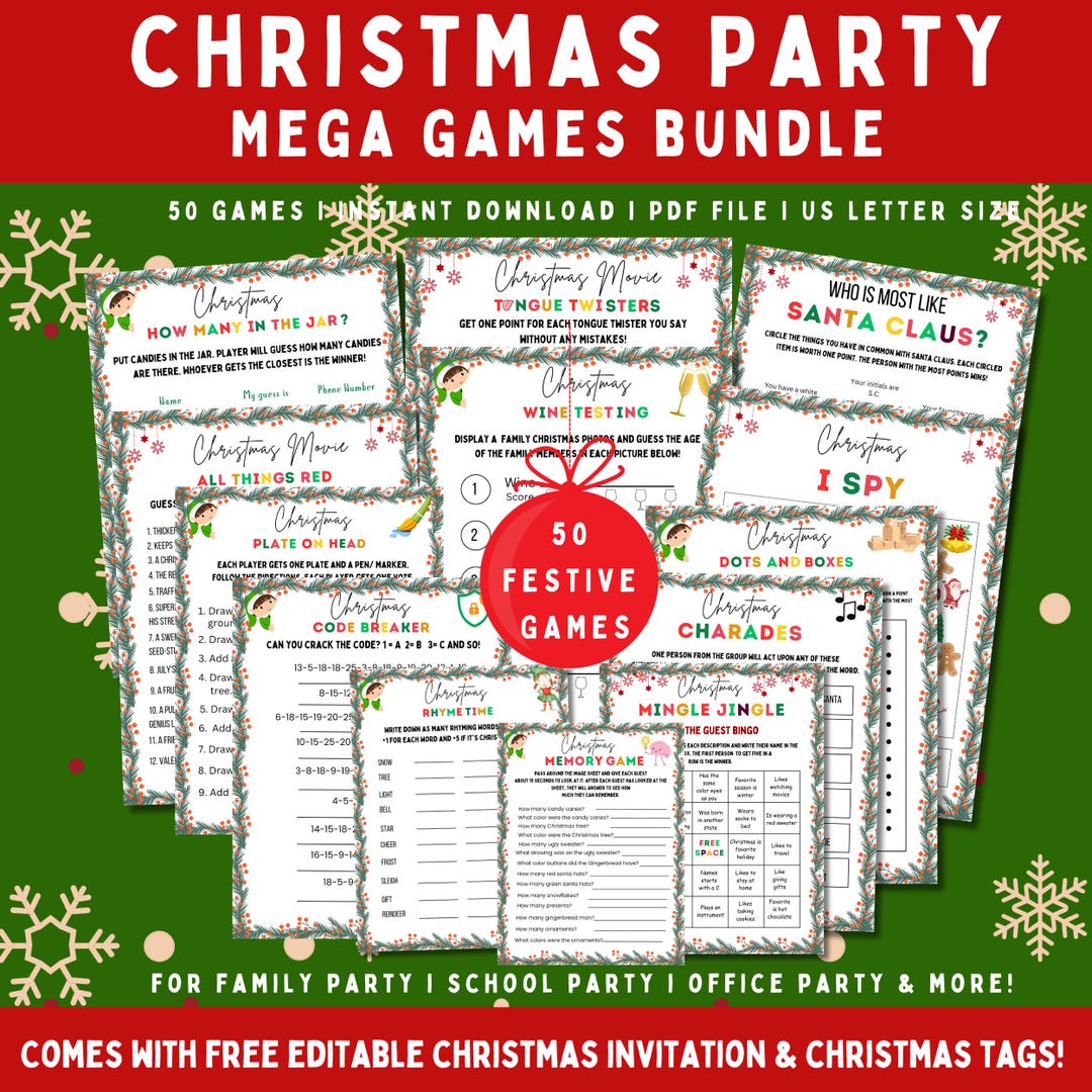 50 Printable Christmas Party Games MEGA Bundle (PDF) - Etsy