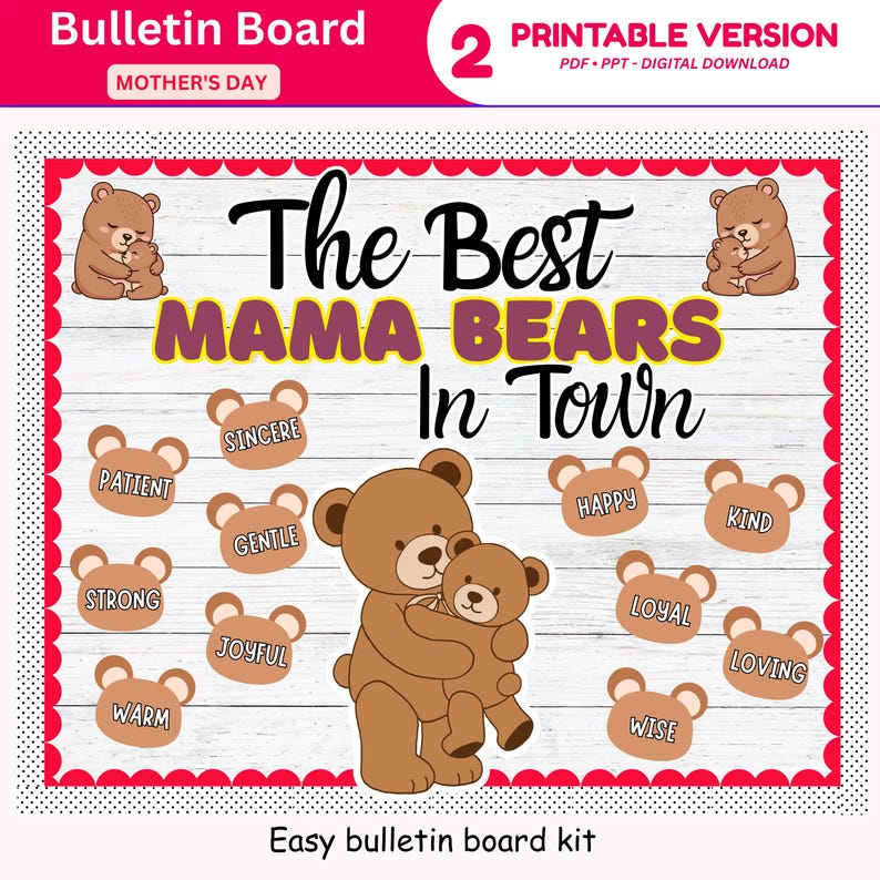 Mama Bear Mother's Day Bulletin Board Kit | Classroom Decor (digital ...