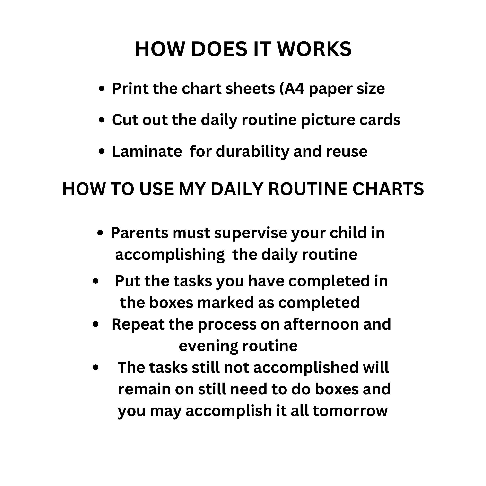 Boy Daily Routine Chart Printable, Morning, Afternoon, Evening Bedtime ...