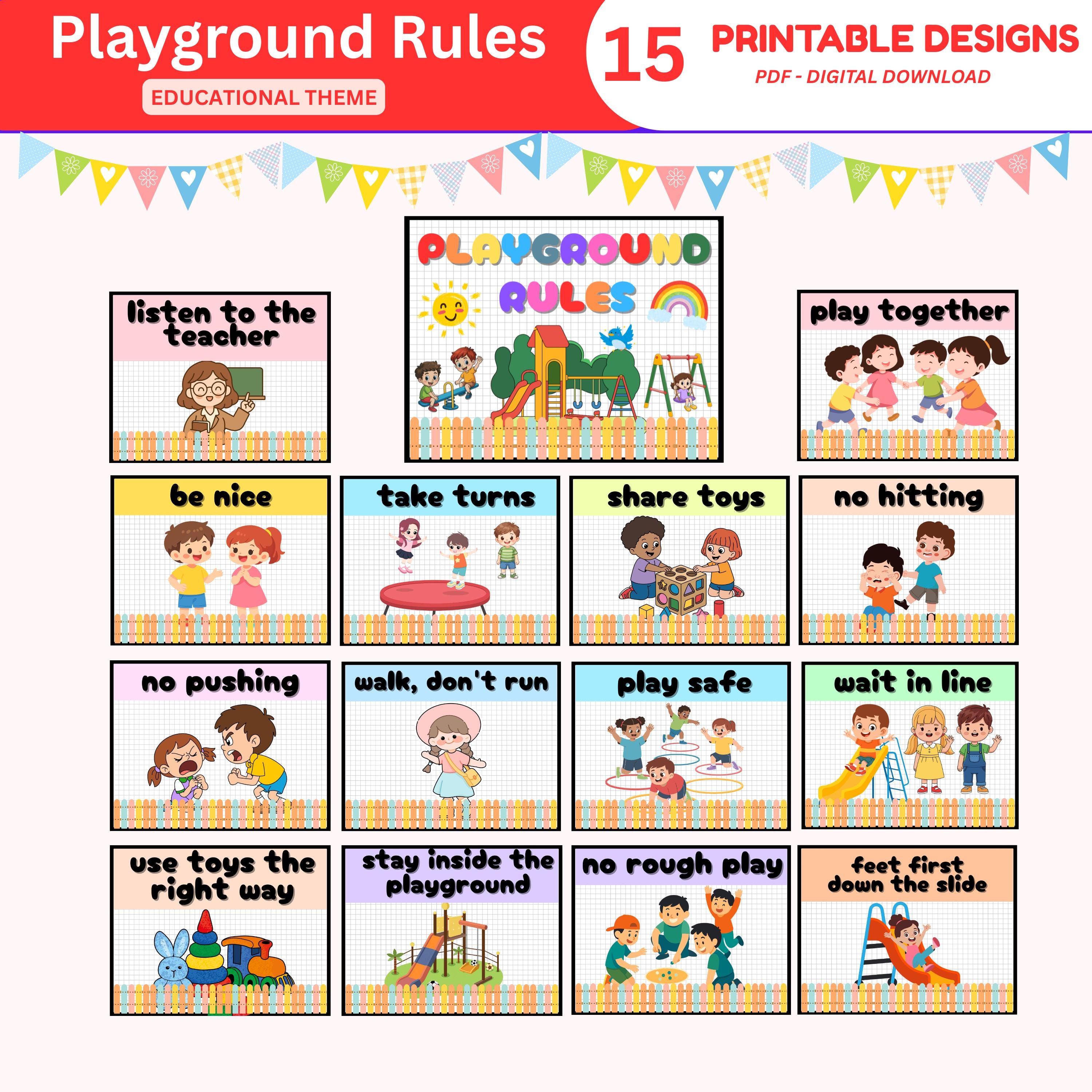 Playground Rules Posters: Classroom Display, Safety Visuals (PDF ...