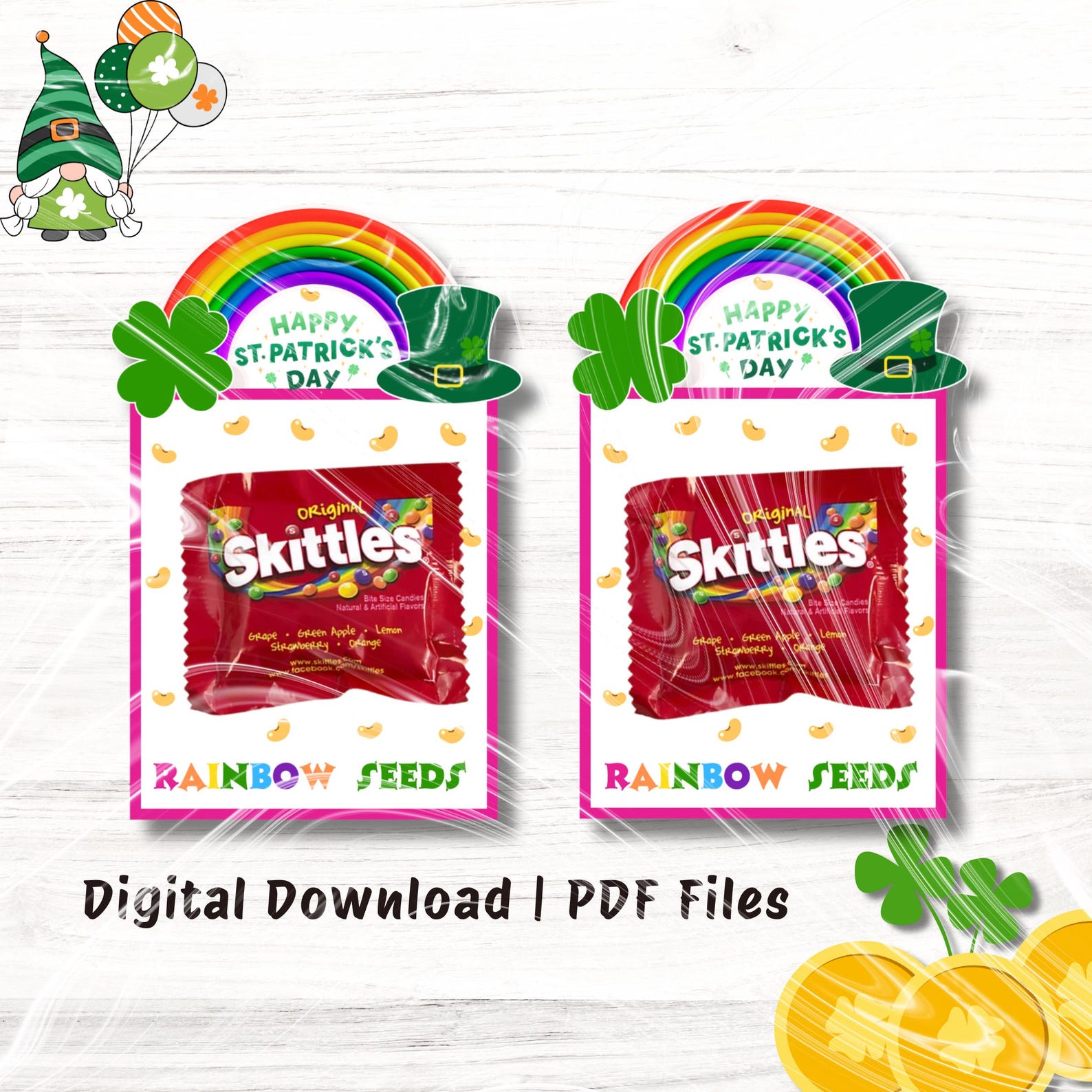 St Patrick's Day Gift Tag, Skittles Rainbow Seeds, Classroom Saint ...