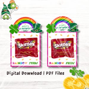 St Patrick's Day Gift Tag, Skittles Rainbow Seeds, Classroom Saint ...