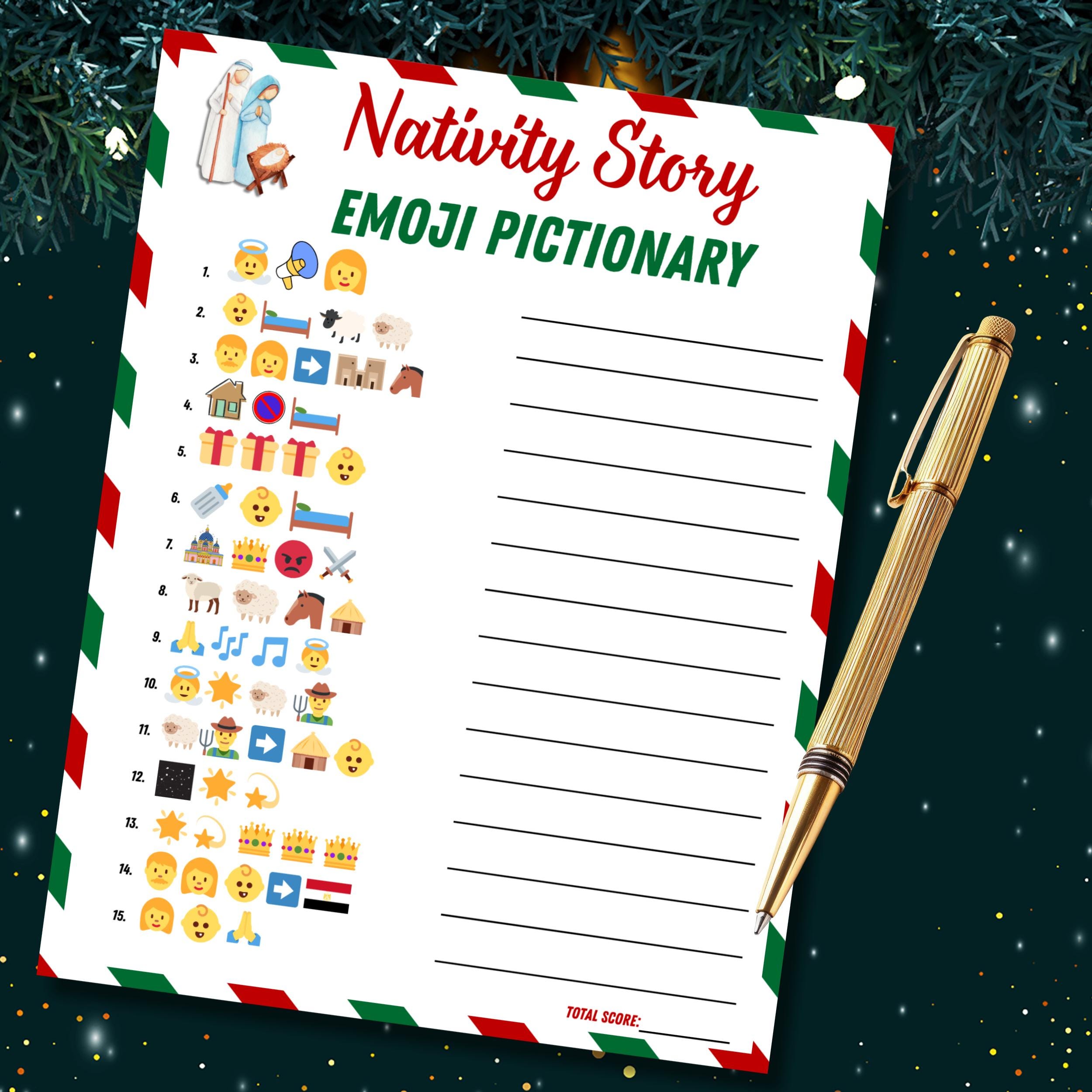 Nativity Emoji Pictionary Game, Christmas Bible Activity (printable) - Etsy