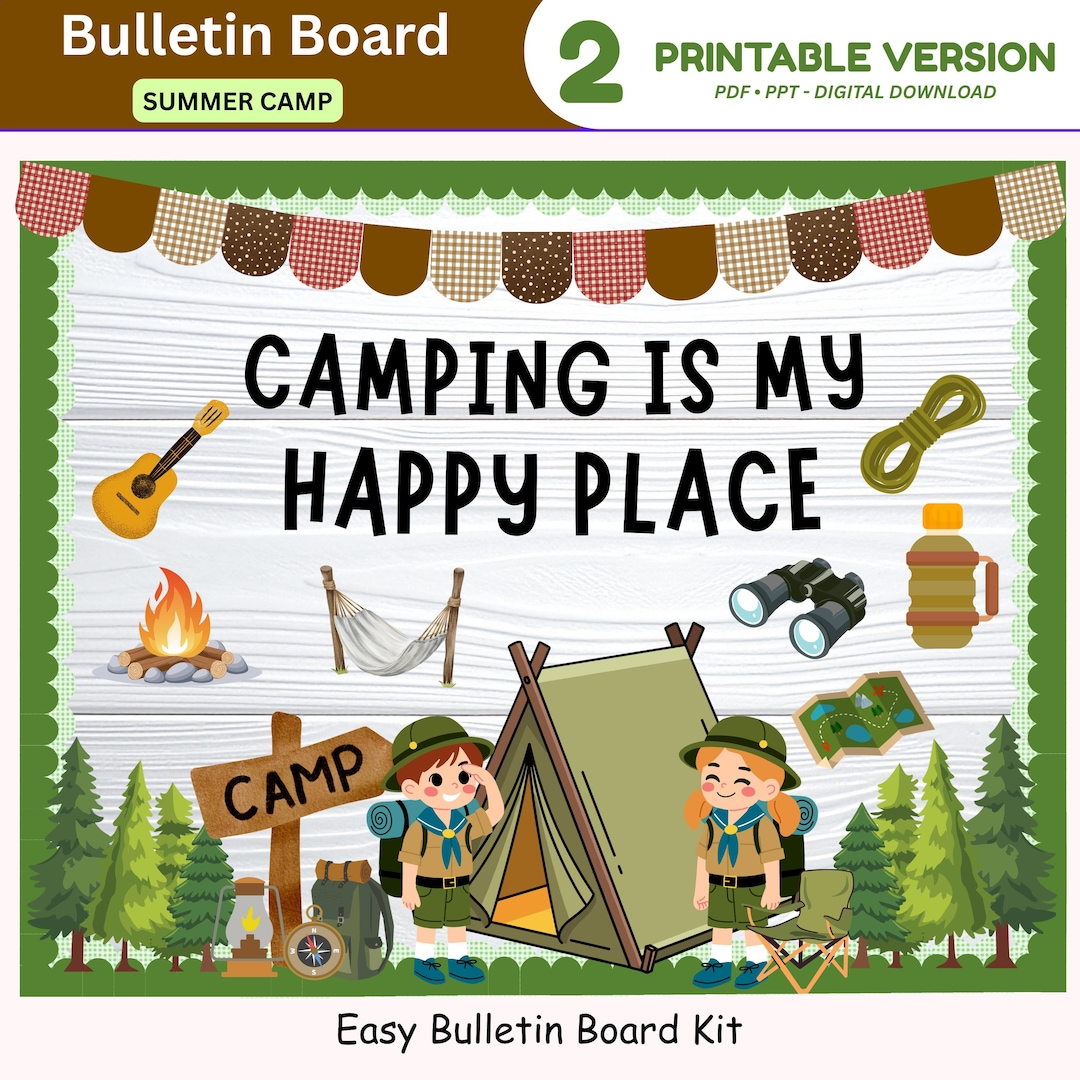 Summer Camp Bulletin Board Kit | Camping Classroom Decor (digital ...