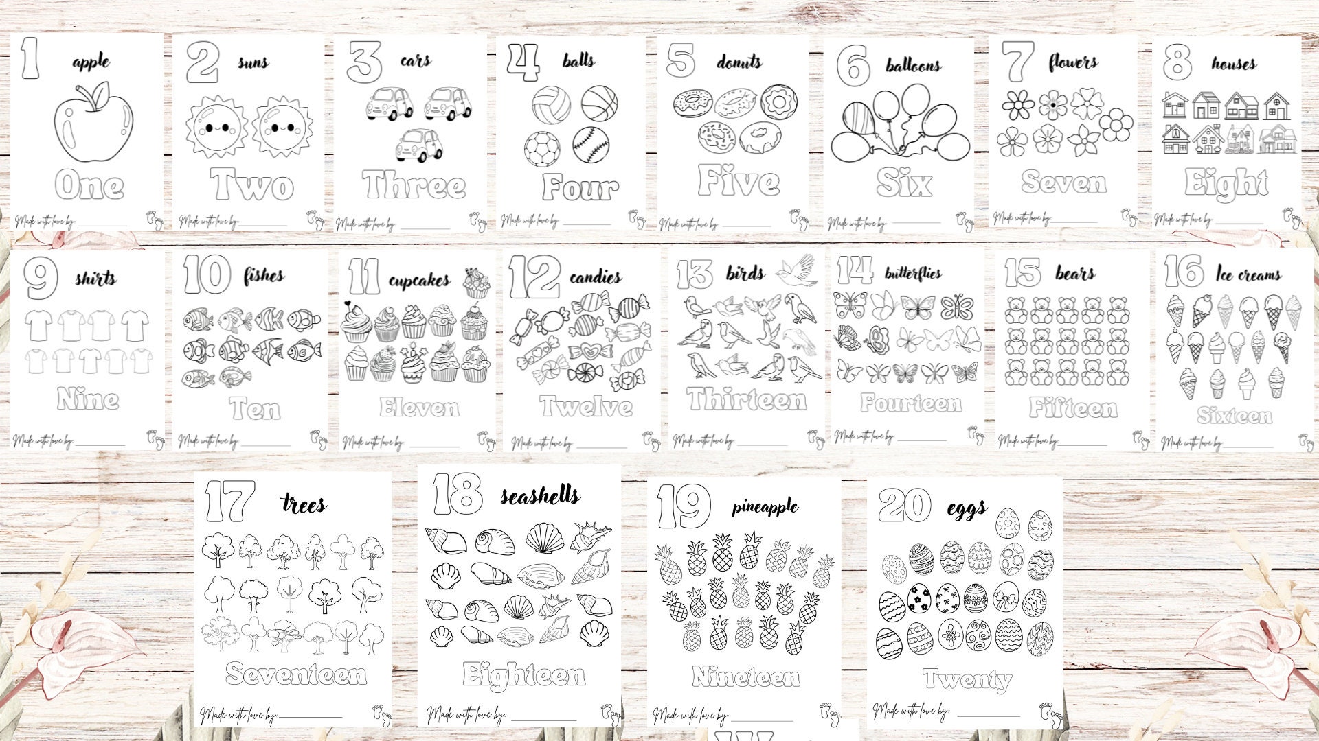 123 Baby Shower Coloring Book, Baby's First 123 Book, Green Leaves ...