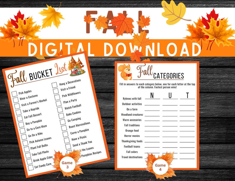 Fall Game Bundle, Fall Printable Games, Fall Family Games, Fall Trivia ...