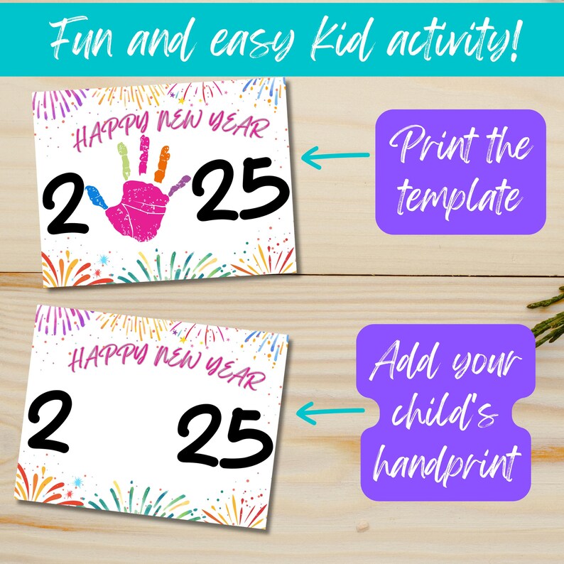 NEW YEAR Handprint Craft for Kids, Keepsake 2025, Happy New Year's Eve ...