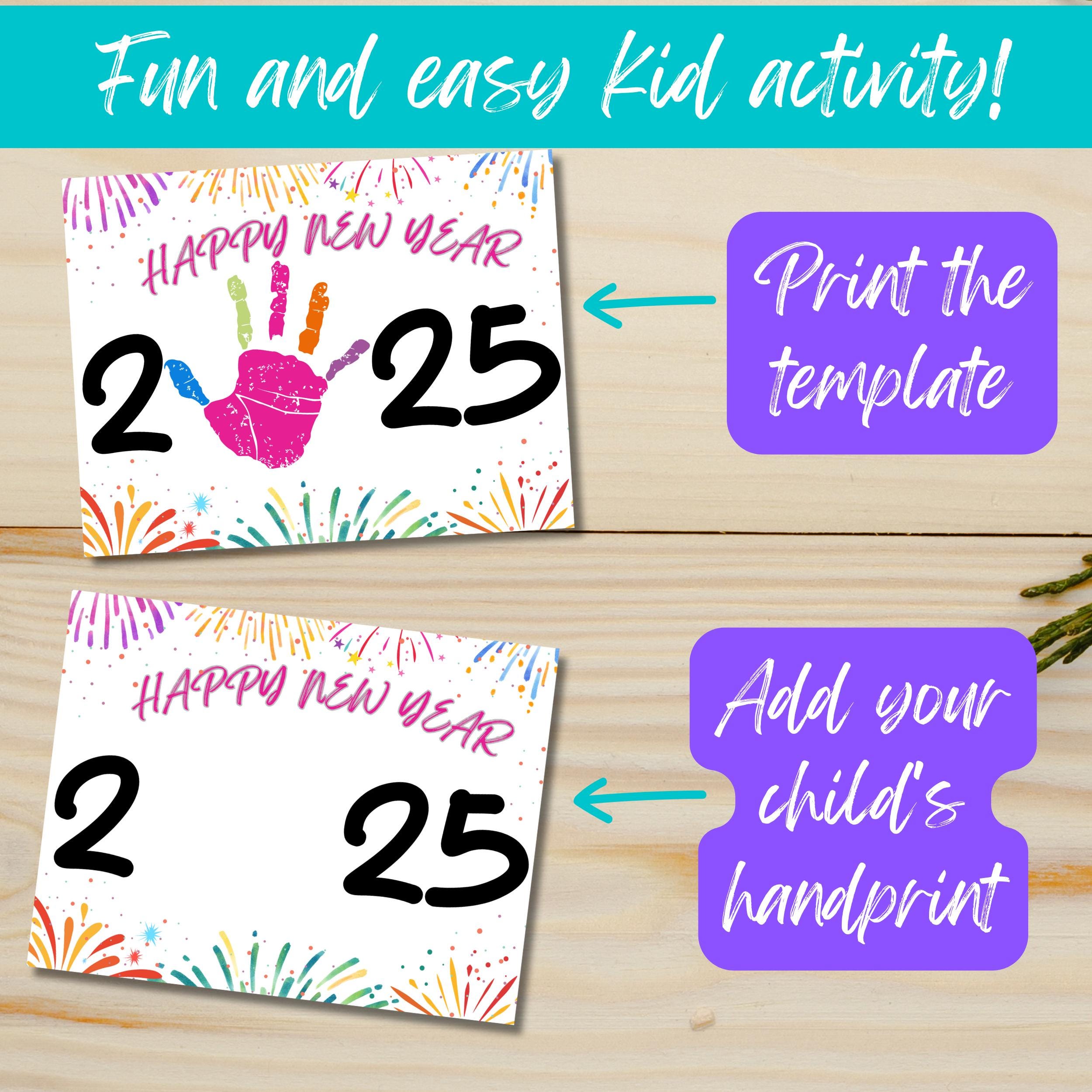 NEW YEAR Handprint Craft for Kids, Keepsake 2025, Happy New Year's Eve ...