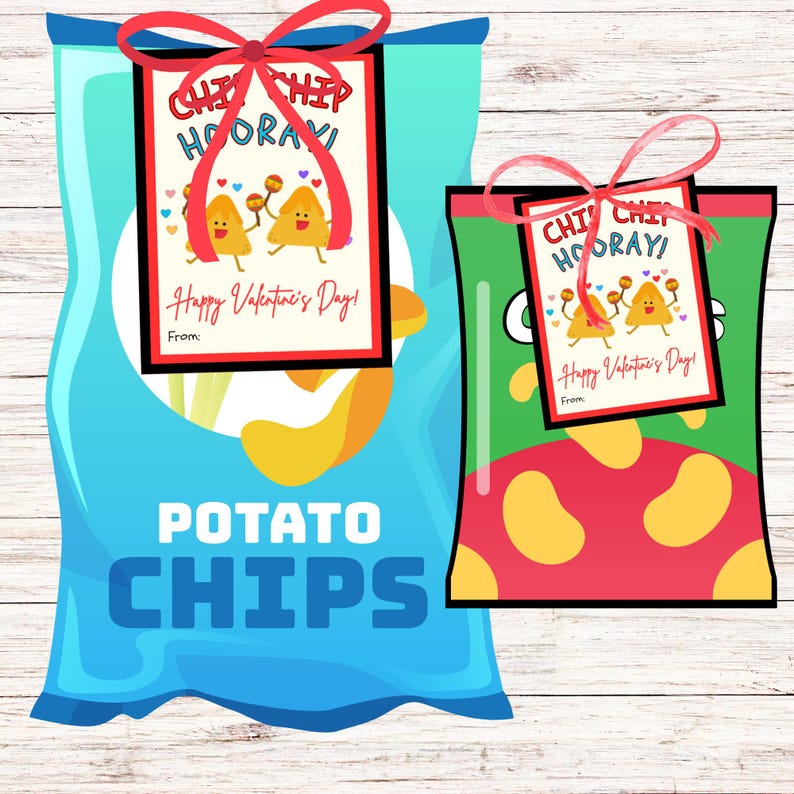 Valentine Chips Class Gift, Printable, Preschool Gift, Kindergarten ...