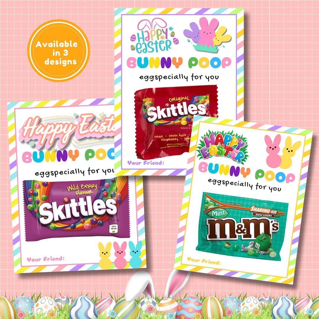 Funny Bunny Poop Easter Tags, Skittles Classroom Treats (instant ...