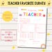 Teacher Favorites Survey, Back to School Questionnaire (editable Canva ...