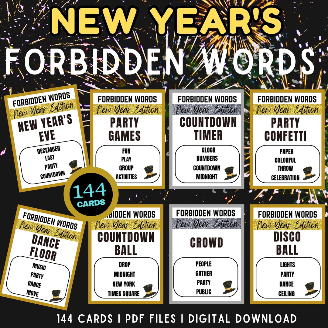 Forbidden Words | New Year Party Game | New Year Family Cards Game ...