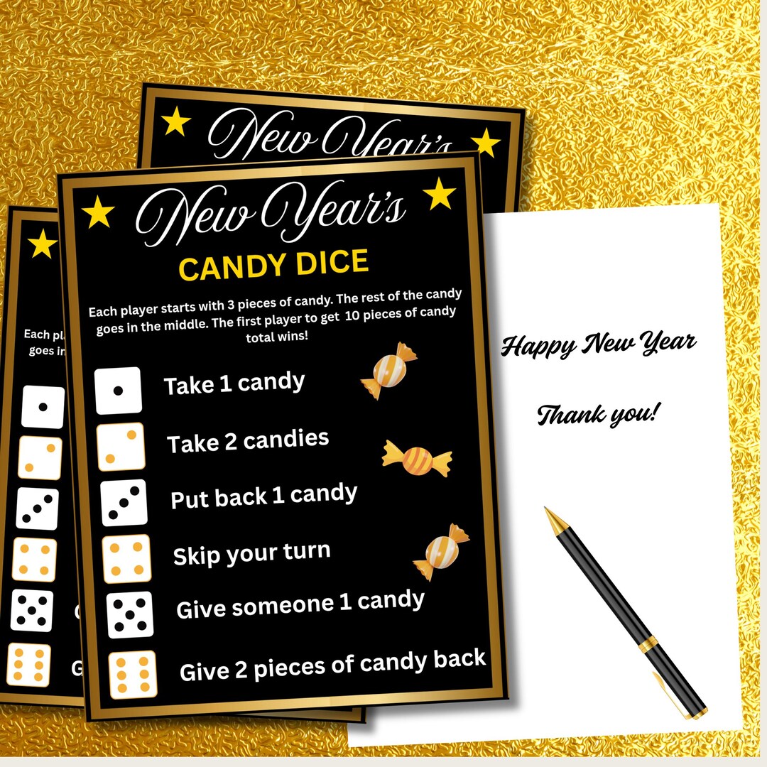 New Year's Eve Candy Dice Game, New Years Party Games for Kids, Candy ...