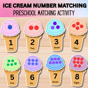 Preschool Ice Cream Shape Matching, Printable Activity Learning Basic ...